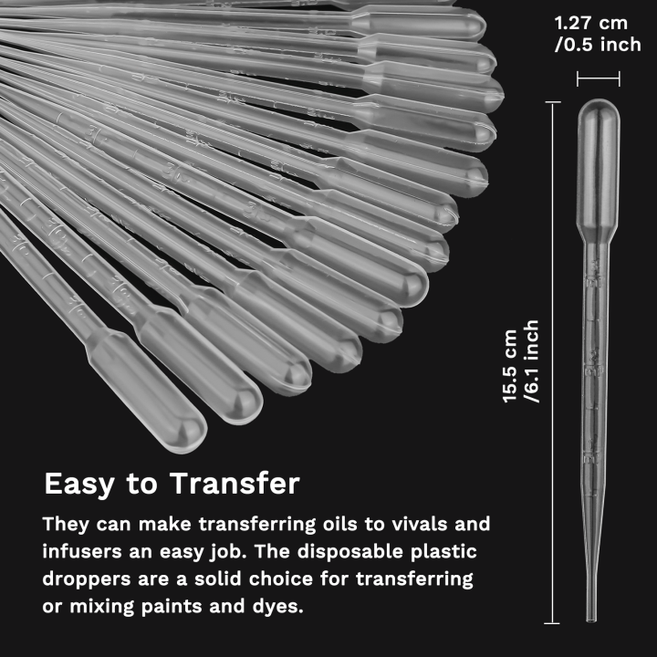 100PCS 3ML Airbrush Plastic Transfer Pipettes Eye Dropper Essential ...