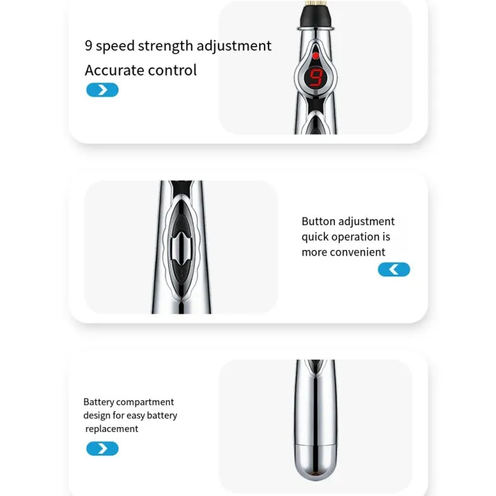 2/3/5 Heads Electronic Acupuncture Pen 9th Gear Electric Massage Pen ...