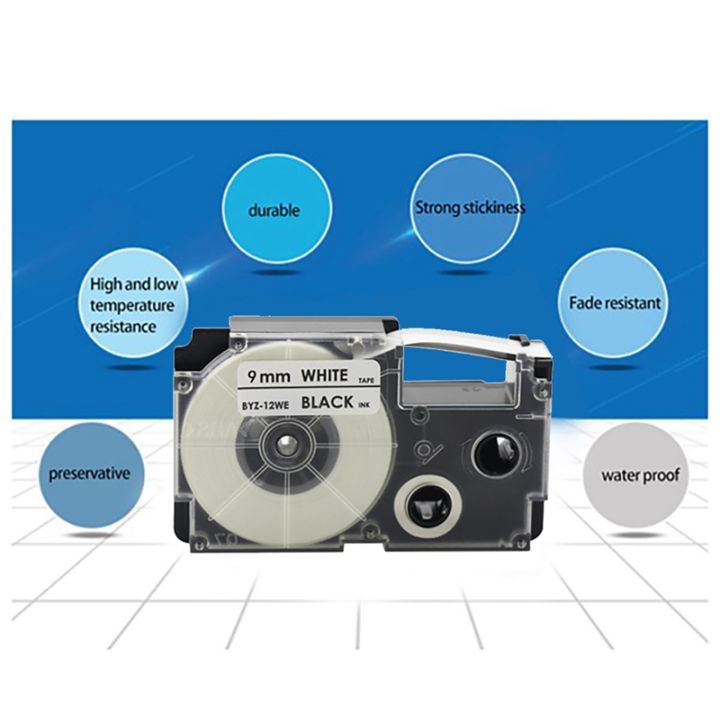 6 Pcs 9mm Label Ribbon for CASIO KL-120 KL-E300 KL-60 KL-100 KL750B ...