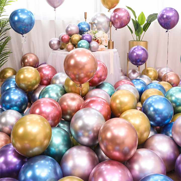 5 Inch Chrome Metallic Small Multi Color Balloon (10) Packet Birthday ...