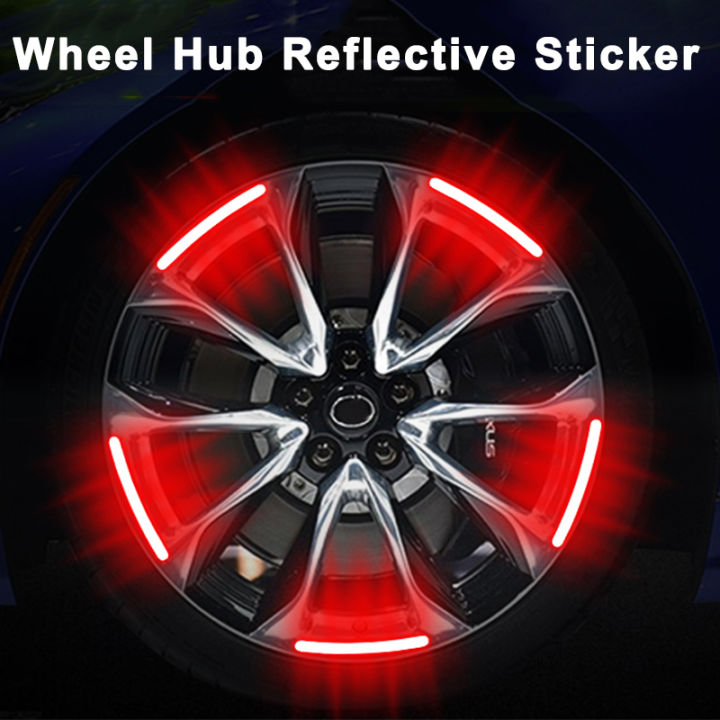 10pcs Car Wheel Hub Reflective Sticker Tire Rim Reflective Strips ...