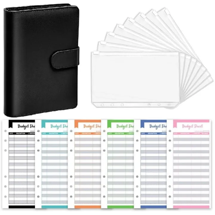 A6 PU Leather Notebook Binder Budget Planner Organizer 6 Ring Binder ...