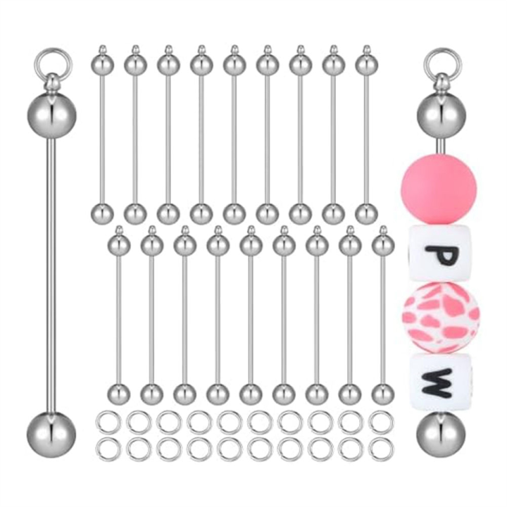 20Pcs Beadable Keychains Metal Bar Chains for Jewelry Making Keychain ...