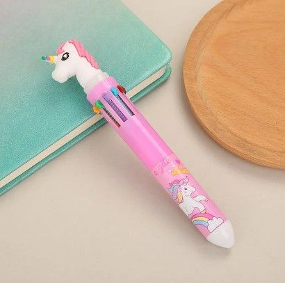 Ten Color Ball Pen Retractable Ballpoint Multicolored Unicorn Pen ...
