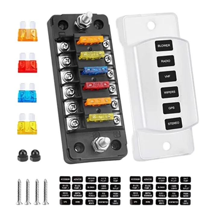 6-Way Independent Positive and Negative Long Non-Lighted Fuse Box ...
