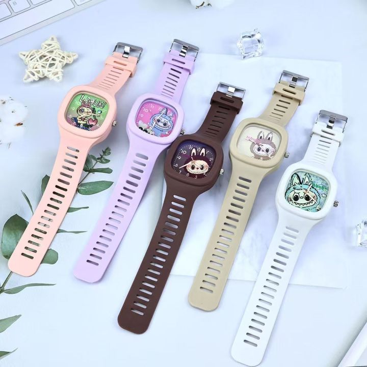 New Square labubu Watch Silicone Quartz Student Labub Cartoon New Style ...