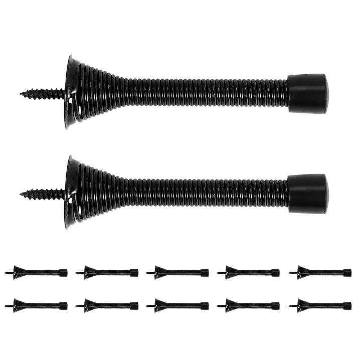 12 Pack Black Spring Door Stops Flexible Spring Door Stopper Door Stop ...
