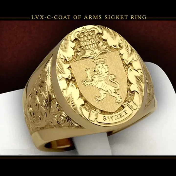 New specials Ring men trends 2024 Crown Lion Shield Badge Ring 18k ...