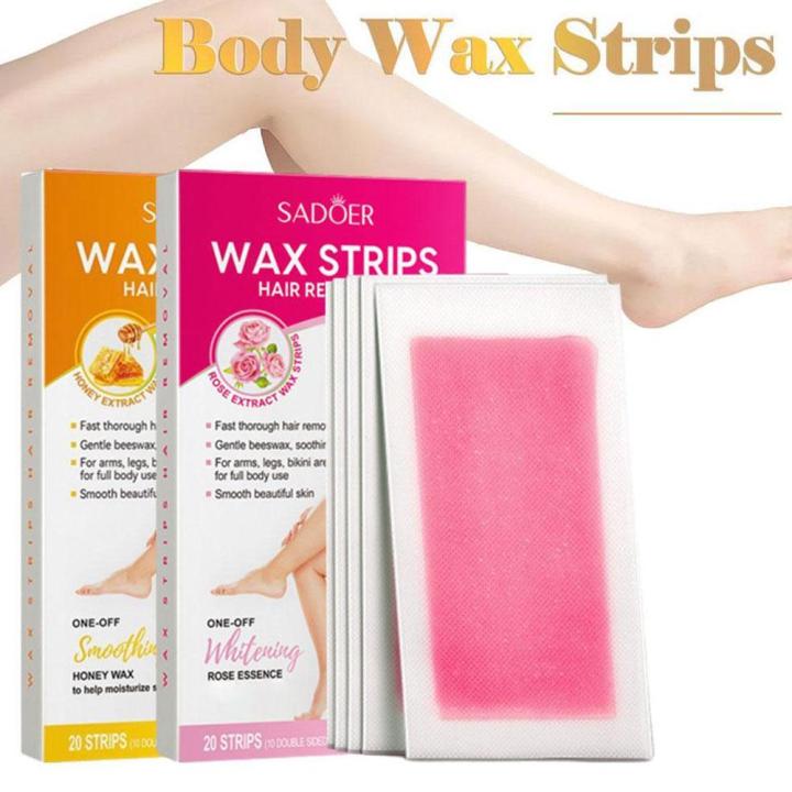 20 Pieces=10 Sheets SADOER Hair Removal Wax Strip Paper Aloe Vera Honey ...