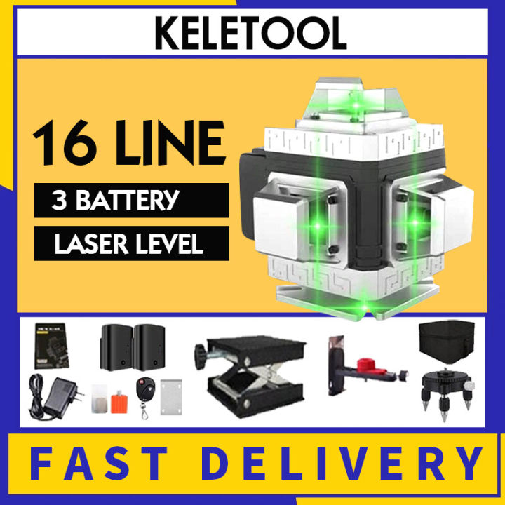 Laser Level 3D 4D 16 Line Powerful Green Light Self Leveling 360 ...