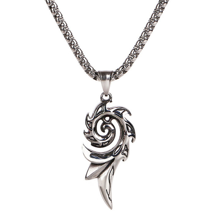 Men's Punk Dragon Flame Stainless Steel Cool Metal Chain Pendant ...