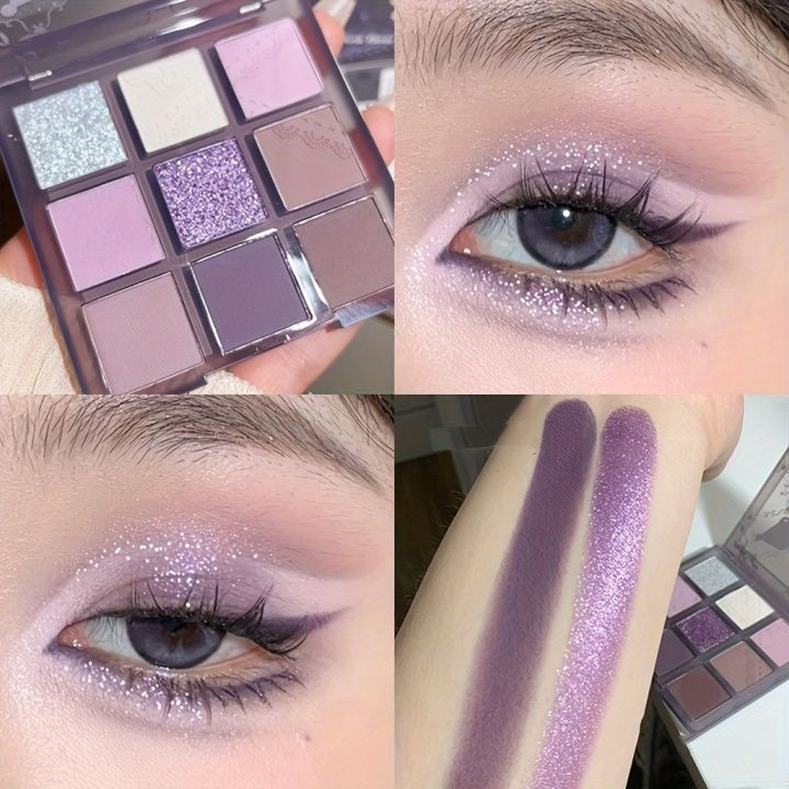9 Colors Eyeshadow Palette Purple Berry Color Tone Pearly Matte Shimmer ...