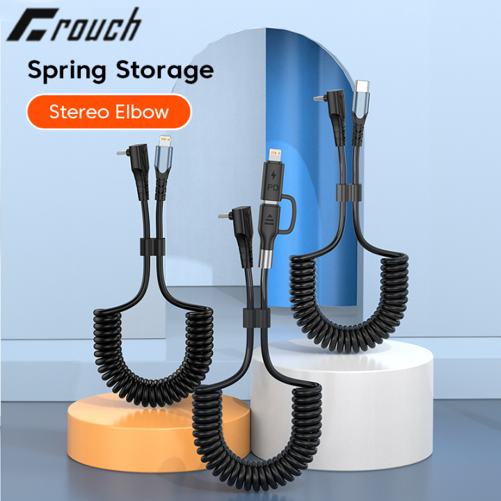 Crouch 90 Degree 1.5M Spring Cable USB Type C To USBC Fast Charge 60W ...