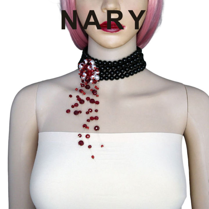 Women Necklace Faux Crystal Horror Dripping Blood Adjustable Decorative ...