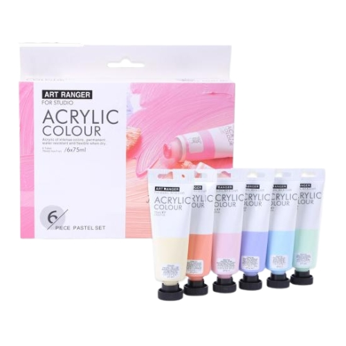 Art Ranger Acrylic Paint Sets Pastel Colours 6 x 75 ml Acrylic Paint ...