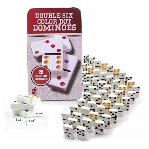 Double Six Color Dot Dominoes Game Set - Premium Classic 28 Pieces ...