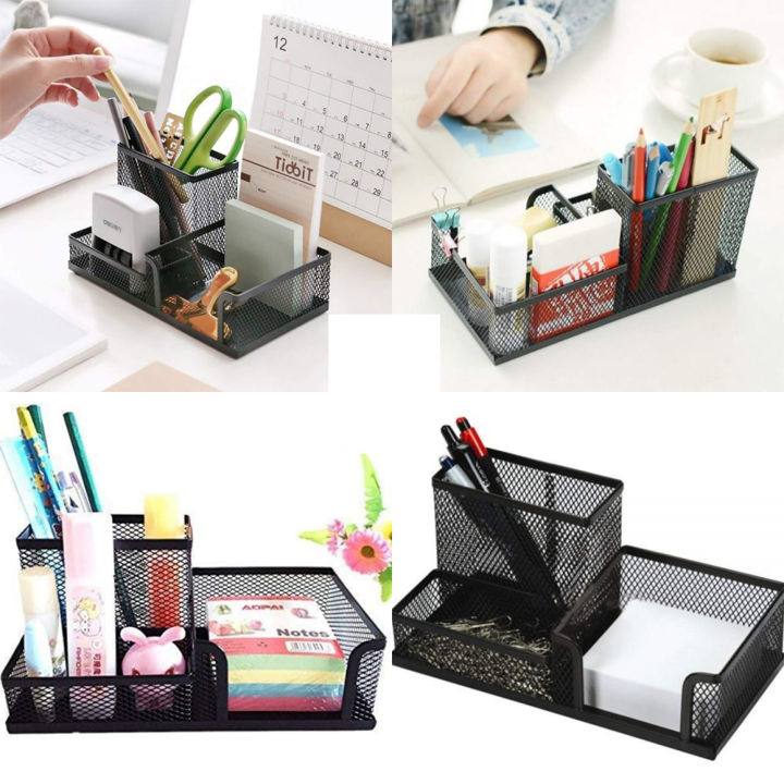 Multi-Purpose Pen Holder Stainless Steel Desk Organizer – For Pens ...