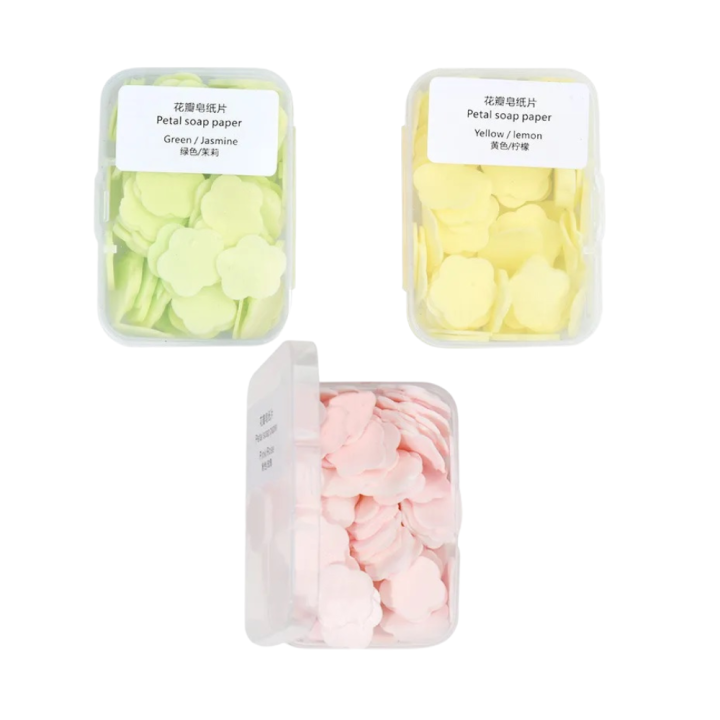 100 Pcs/box Portable Soap Paper Bath Hand Washing Disposable Soap Slice ...
