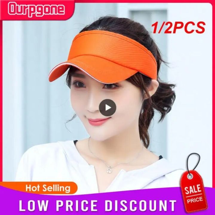 1/2PCS Empty Top Hat Solid Color Men and Women Sports Marathon Tennis ...