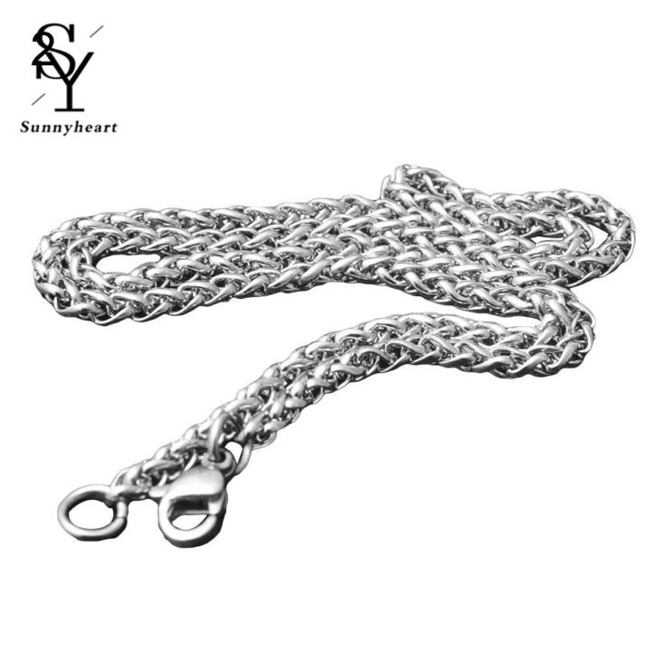Sunny Men Braided Wheat Shape Stainless Steel Chain Necklace DIY Jewelry Accessory | Daraz.lk