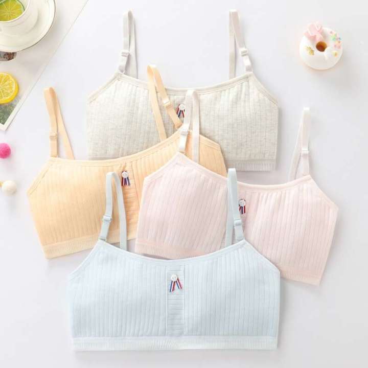 Girls Pure Cotton Developmental Period Small Vest Big Kids Wireless ...