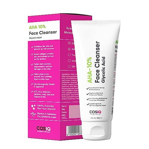 Cos-IQ AHA Glycolic Acid 10% Face Cleanser | Face Wash For Acne Pimple ...