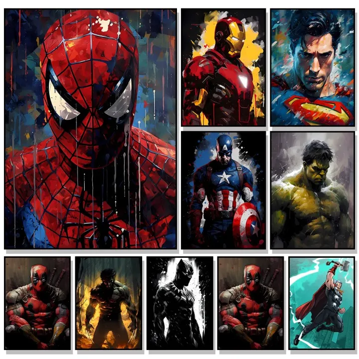 spiderman birthday decorations Marvel Movie Canvas Art Poster Anime ...