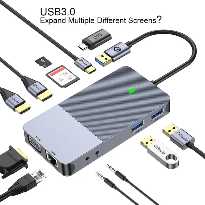 USB Type C Dock Displaylink Dual HDMI Adapter Hub Laptop Docking ...