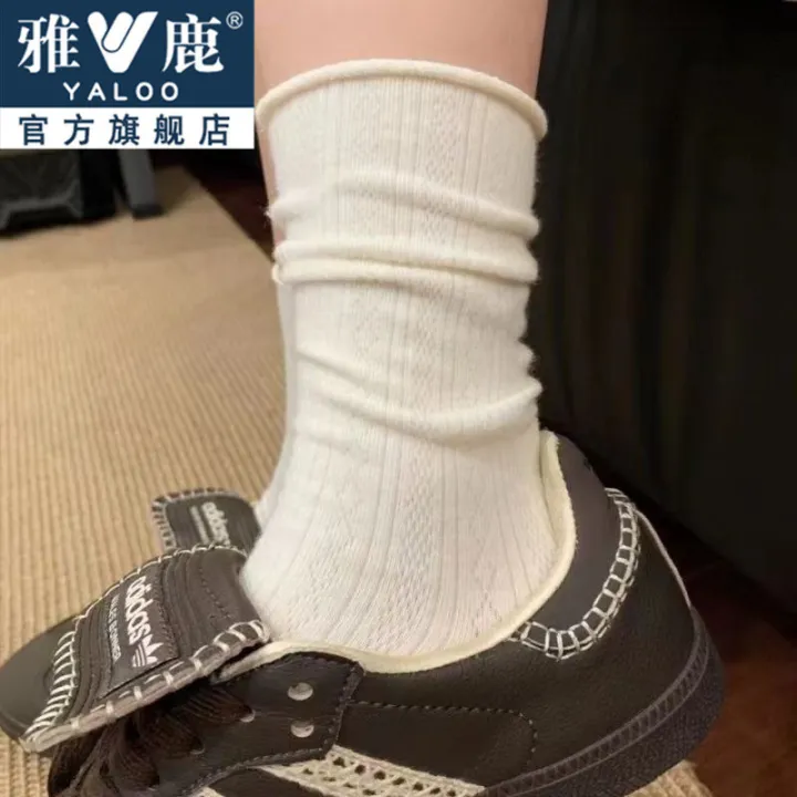 Female Yaloo Thin Loose Socks Long Tube ]ins Curling Summer jk Socks ...