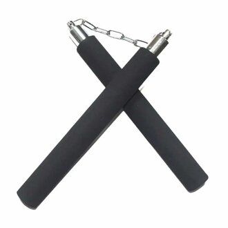 Nunchaku Rubber Grip Nunchucks with Stainless Steel Chain for Training ...