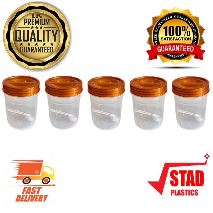 5 Pieces Spicy Containers 150 grams can put With Orange Gold Lid ...