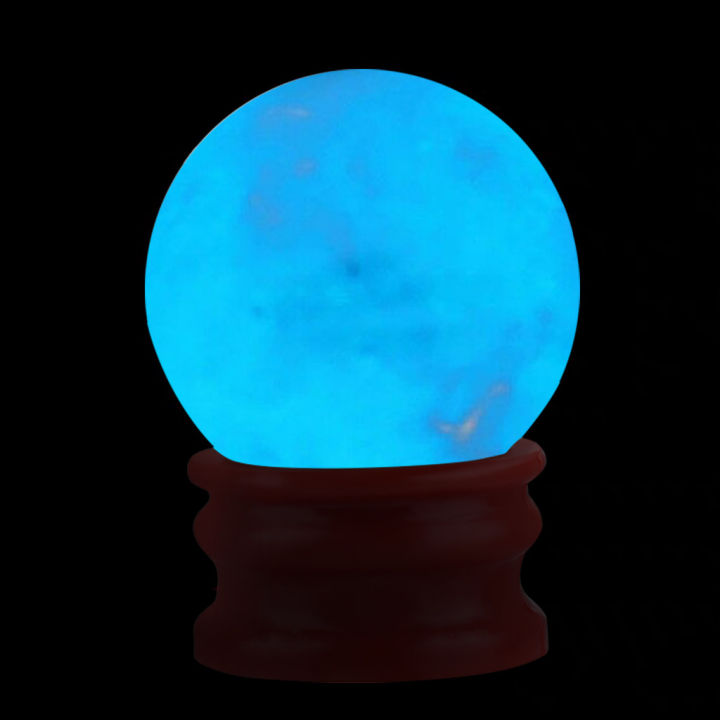 Crystal Luminous Stone Blue Luminous Quartz Sphere Glow Dark Stone With ...