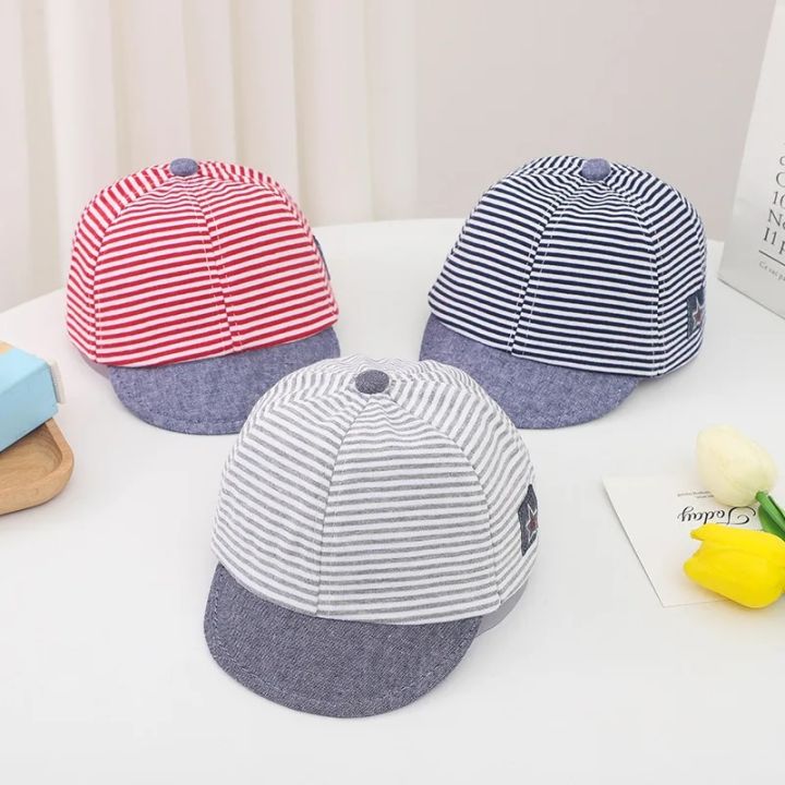 Cute Baby Hat Cap Summer Spring Adjustable Baseball Cap Striped Cotton ...