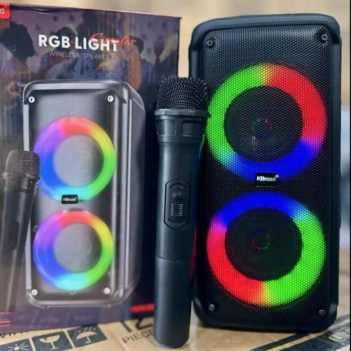 KTS-1973 3" x 2 Portable Wireless Bluetooth Speaker with Wireless Mic ...