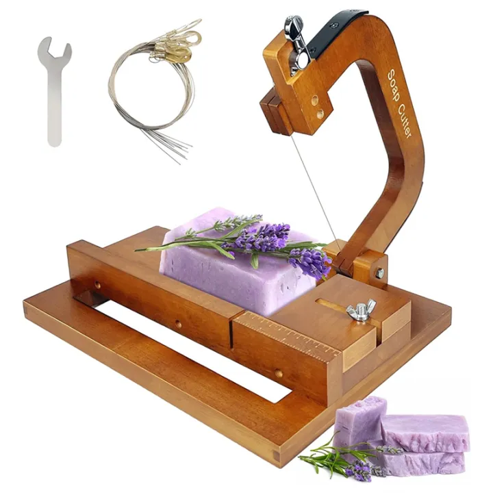 Precision Oak Wooden Soap Cutter with Wire Slicer and Size Indicator ...