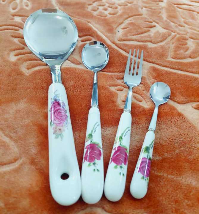 Stainless Steel Cooking Spoons Fork Rice Spoon Kitchen Utensils Set ...