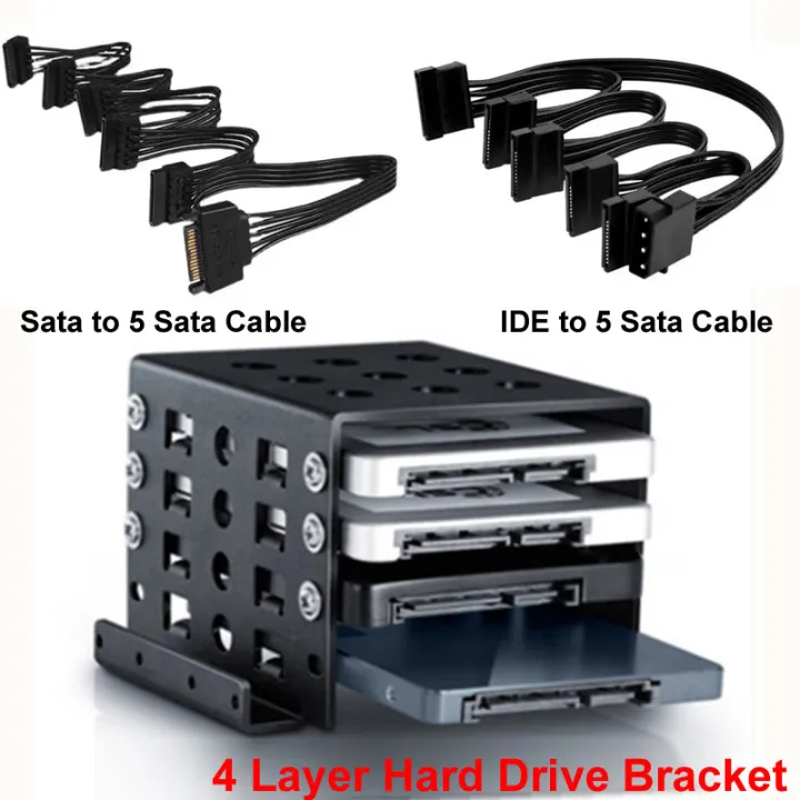 4 Way 2.5 SATA HDD SSD to 3.5 Bracket Holder Stand 2.5 inch Floppy Hard ...