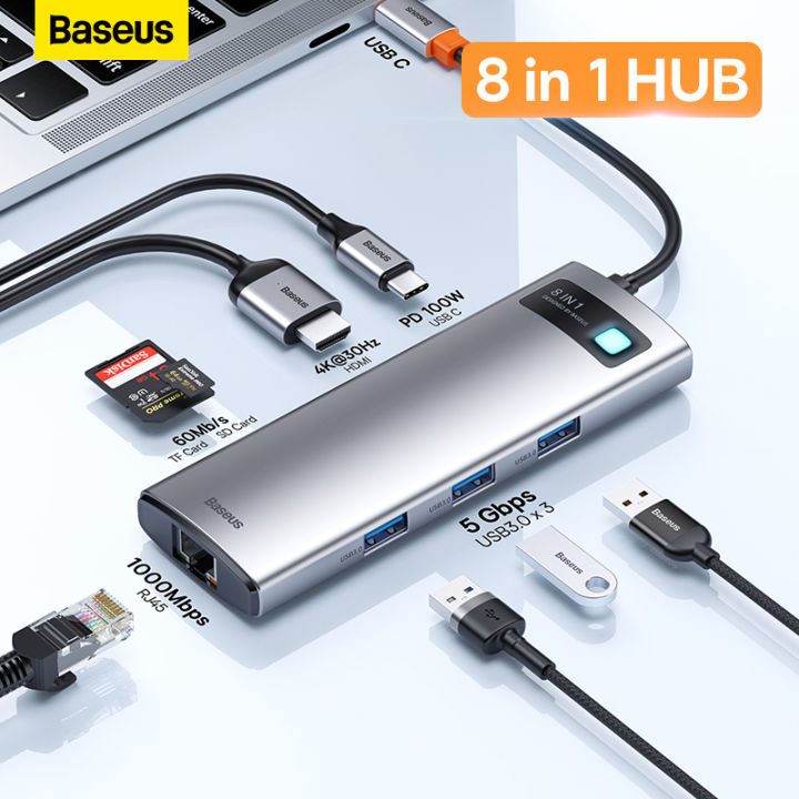 Baseus USB HUB Type C to Multi USB 3.0 4K HD PD 100W Port USB HUB ...