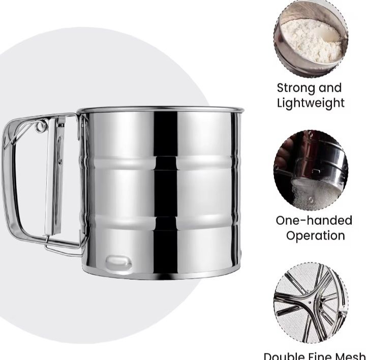 StainlessSteel Hand-held Flour Sifter - Baking Sifter Strainer ...
