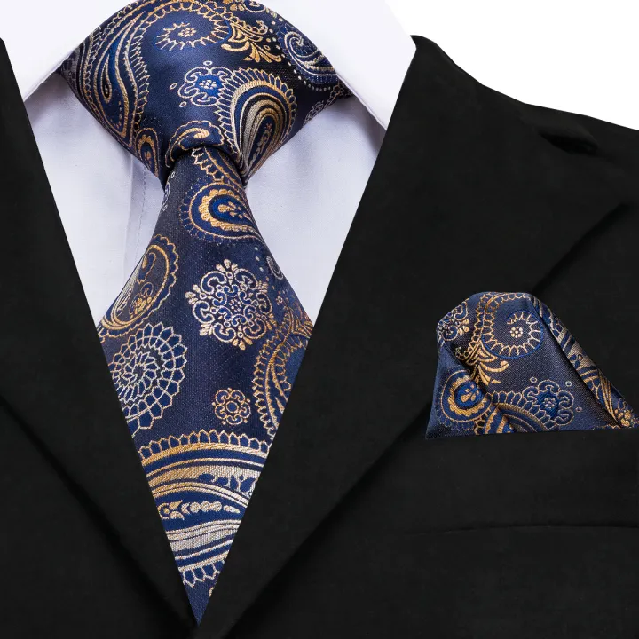 【Topnotch Store】Luxury Blue Paisley Silk Necktie for Men 160cm Long 9cm ...