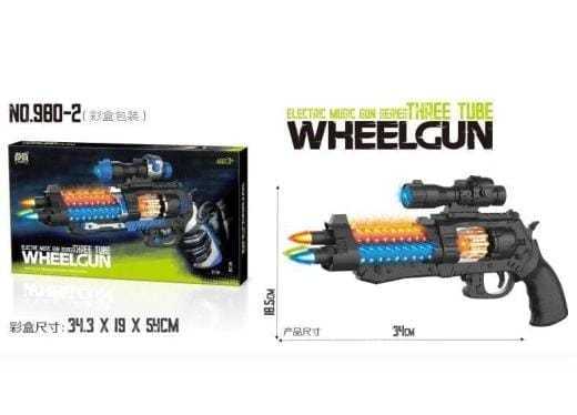 Three Tube Wheel Toy Gun for Kids,Vibration Flash Toy Gun with Cool ...