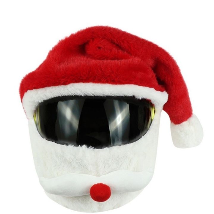 Full Helmet Design Motorcycle Helmet Christmas Hat Plush Cartoon Santa ...