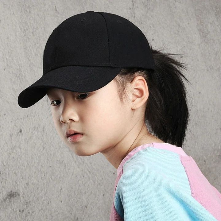 Kids Black Caps 2 to 12 years Sports Sun Caps With Adjustable Strap ...