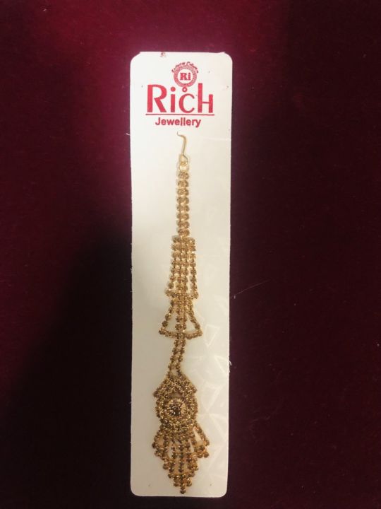 Nethi Chutti /Traditional Kandiyan Gold Plated Drop Style Hair Ornament ...