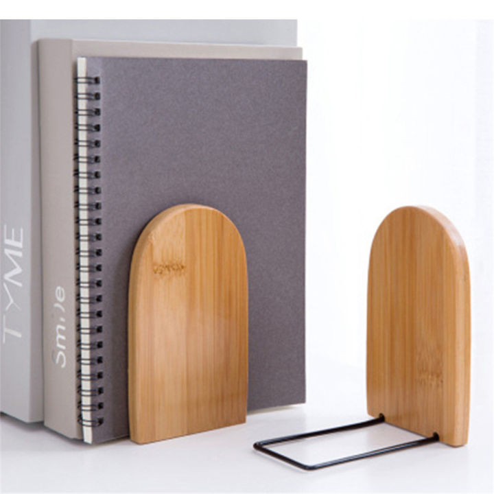 2pcs/set Natural Bamboo Desktop Organizer Office Home Bookends Book ...