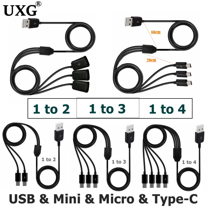 Type-C 1 to 4 Port Type C USB C to Mini Micro 5pin USB Y Splitter ...