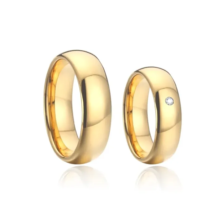 18k Gold Plated Stainless Steel Jewelry Love Alliance Simple Wedding ...