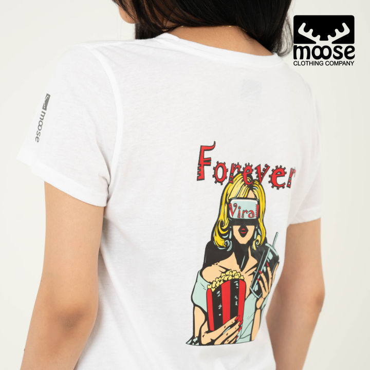 Moose Retro Revival Printed Crew Neck T-shirt – A67 Brilliant White ...