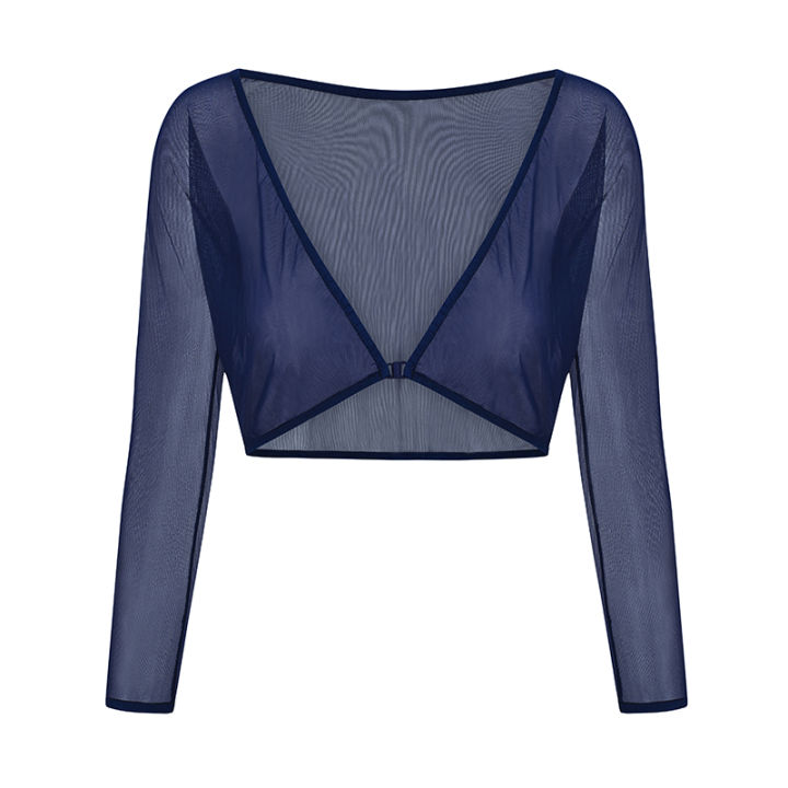YaYazzTeT Women Summer Long Sleeve Top Thin Perspective Shawl Shrug ...