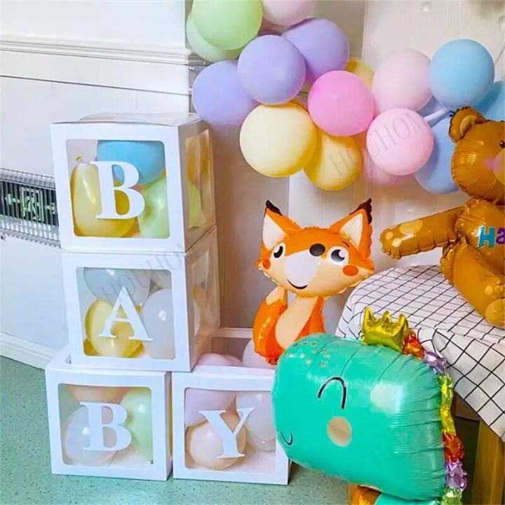 Baby Shower Box Balloon Air Balls Kids Boy Girl First 1 1st Birthday ...